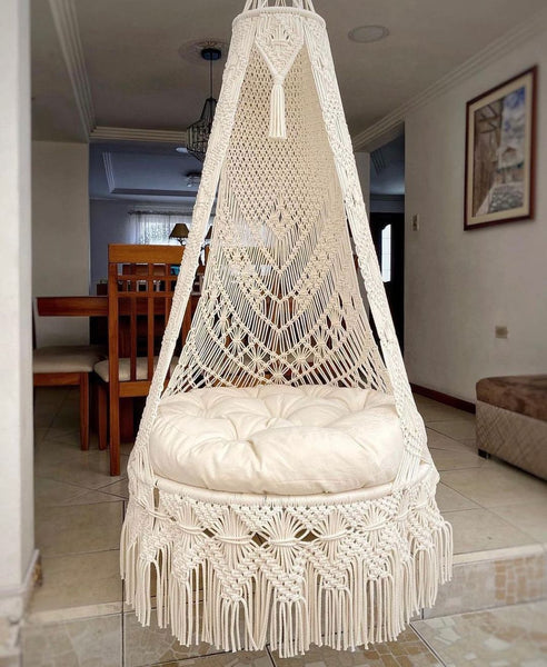 Natural Macrame Swing & Hanging Hammock Chair Buy Online – EL Clasico ...